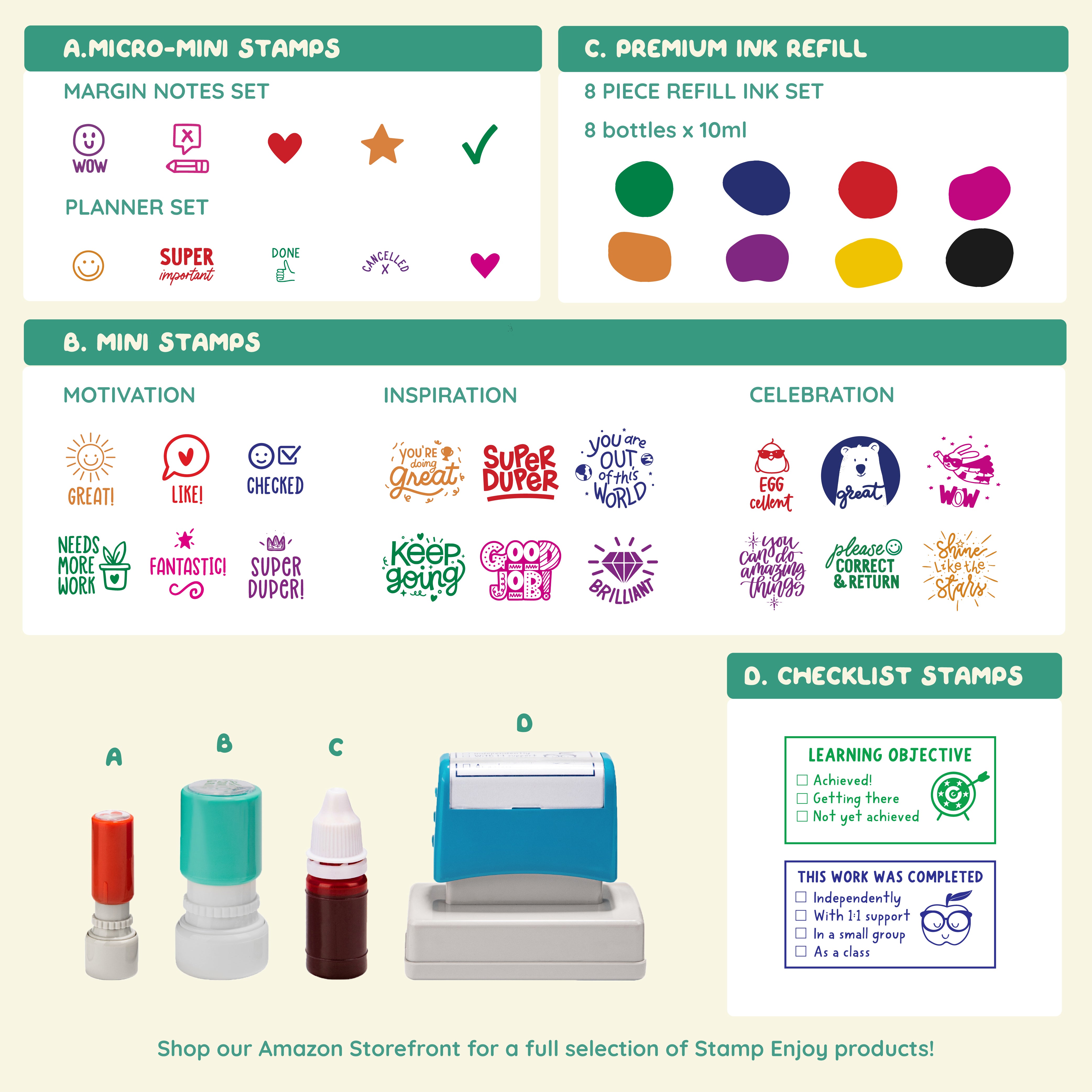 Classroom Grading Stamps 16 Pcs Teacher Stamps Set - Self Inking ...